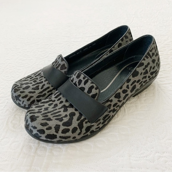 Dansko | Shoes | Dansko Oksana Calfhair Wedge Loafer Black Cheetah ...